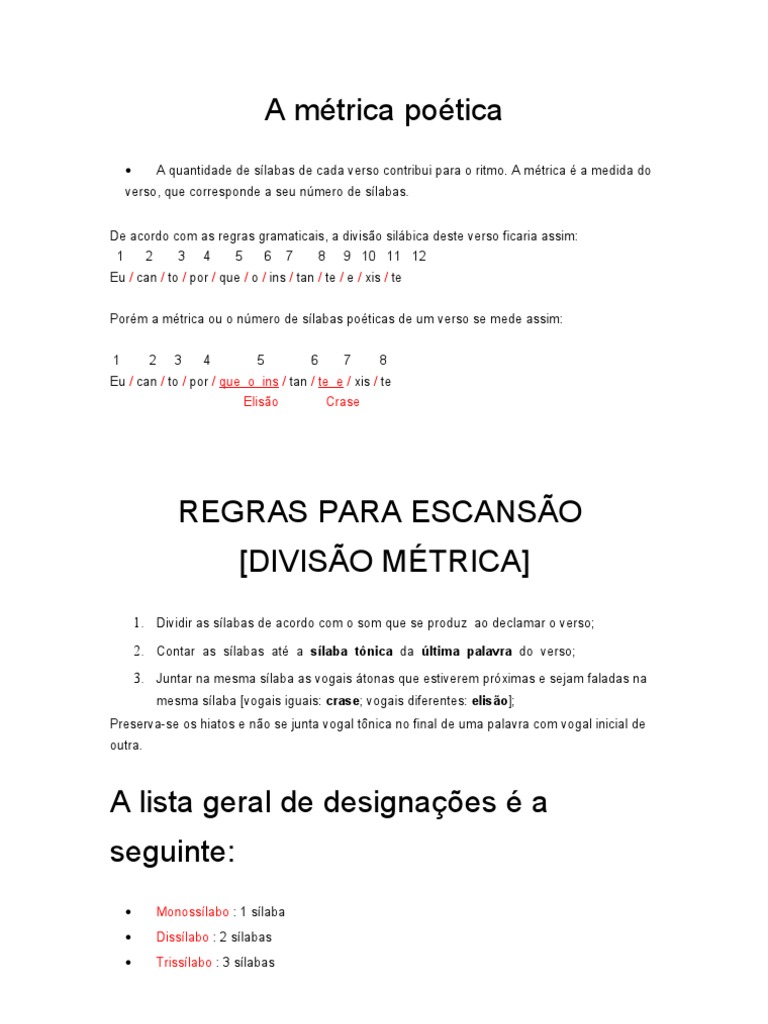 A métrica poética