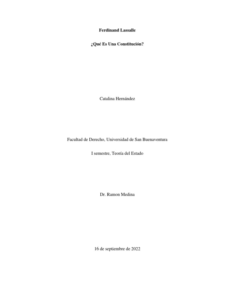 La Constitución Según Ferdinand Lassalle Pdf Constitución Estado