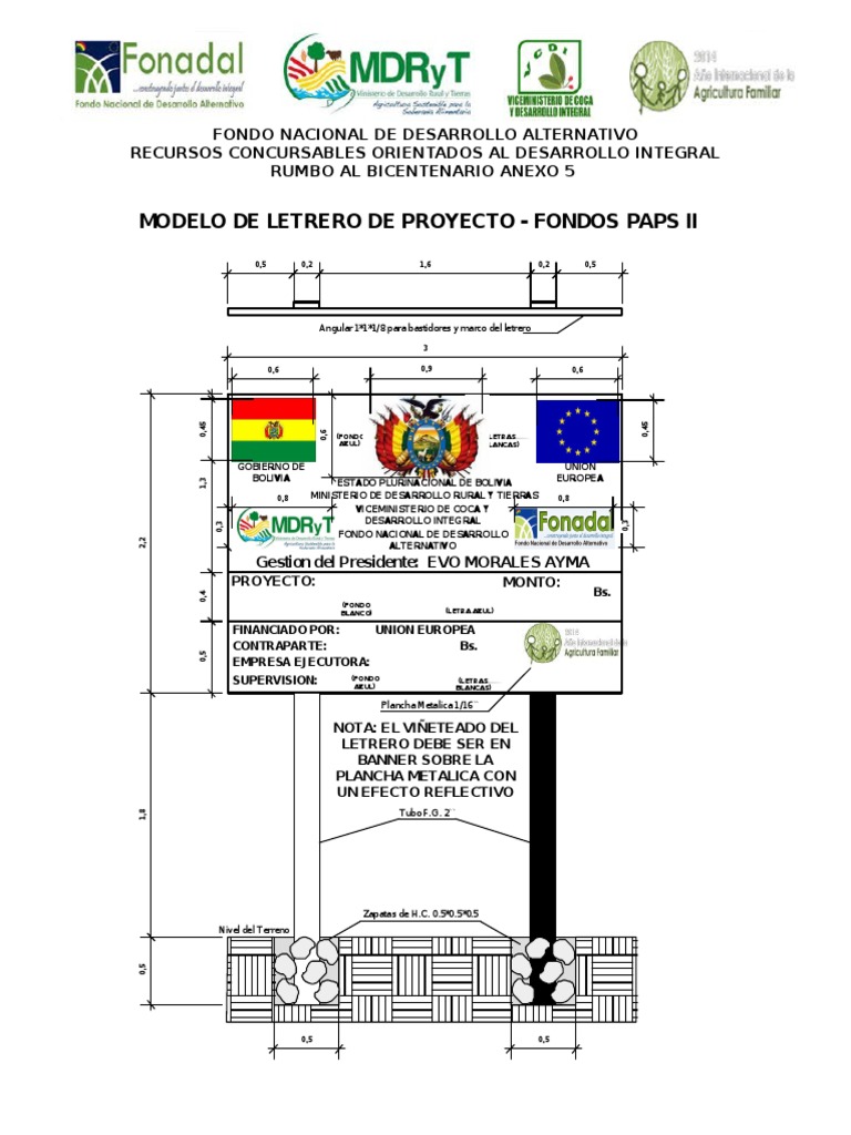 Modelo de letrero estandar para proyectos financiados por el Fondo ...
