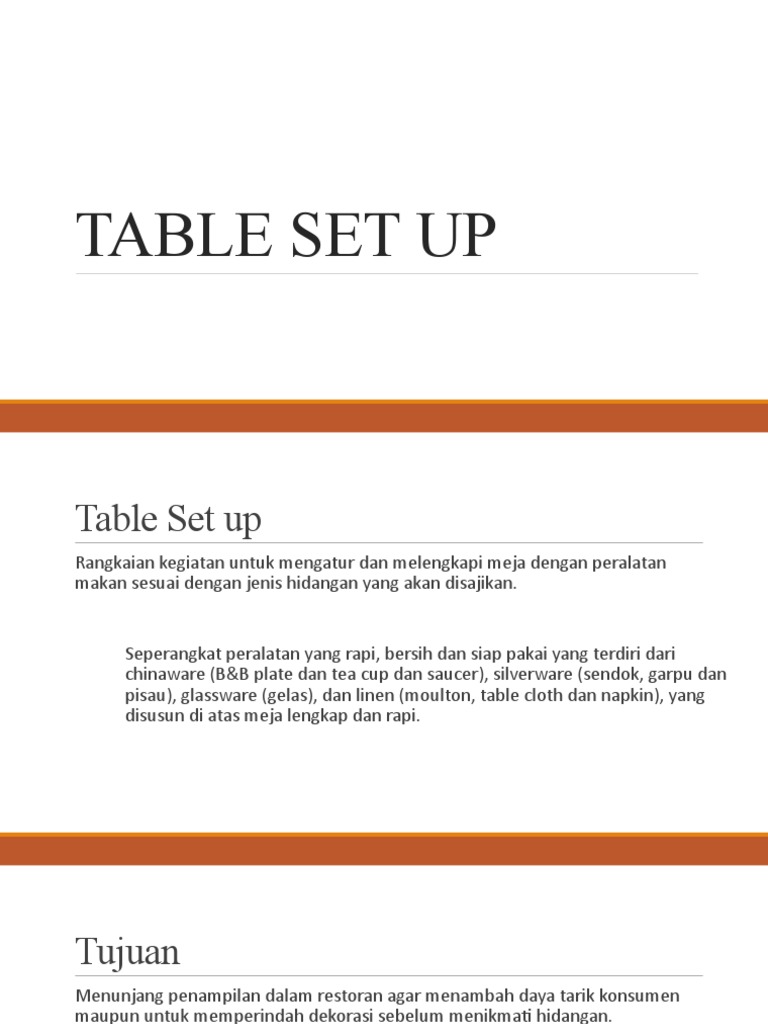 Table Set Up | PDF