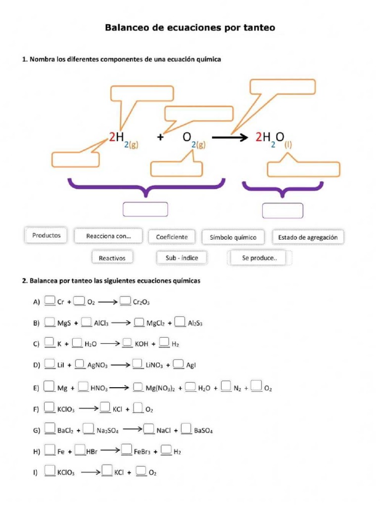 Balanceo de Ecuaciones Por Tanteo | PDF