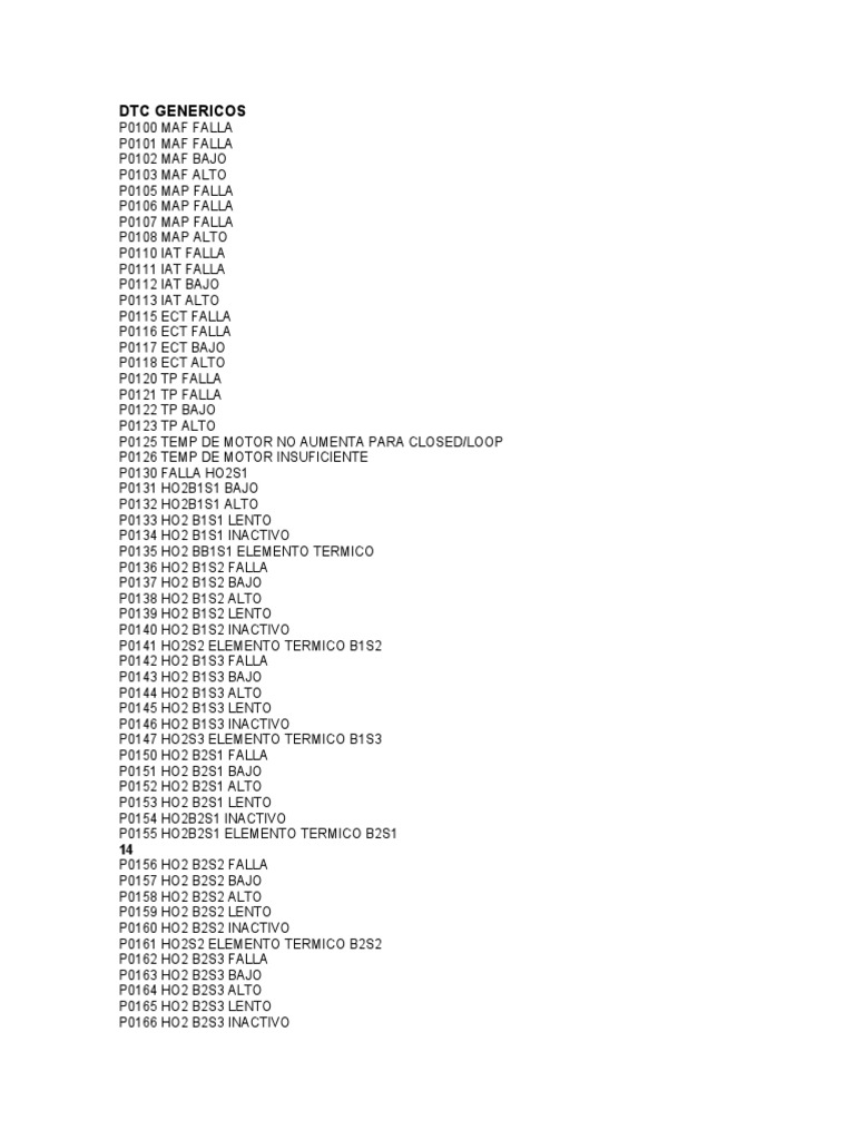 DTC de Diagnostico GENERICOS Chrisler Ford GM y Abreviaturas | PDF ...