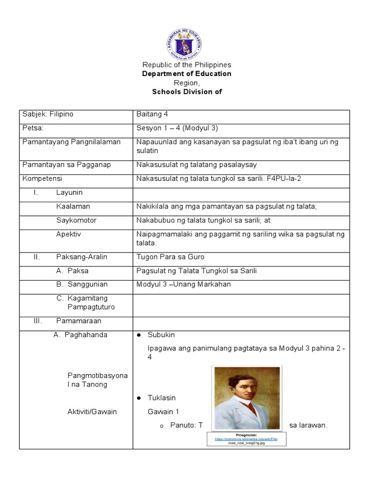 Grade 4 - Lesson Plan Week 3 | PDF