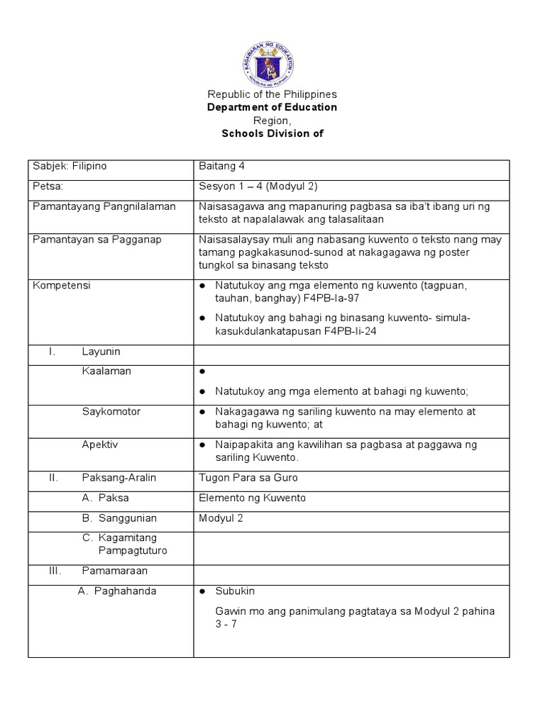 Grade 4 - Lesson Plan Week 10 | PDF