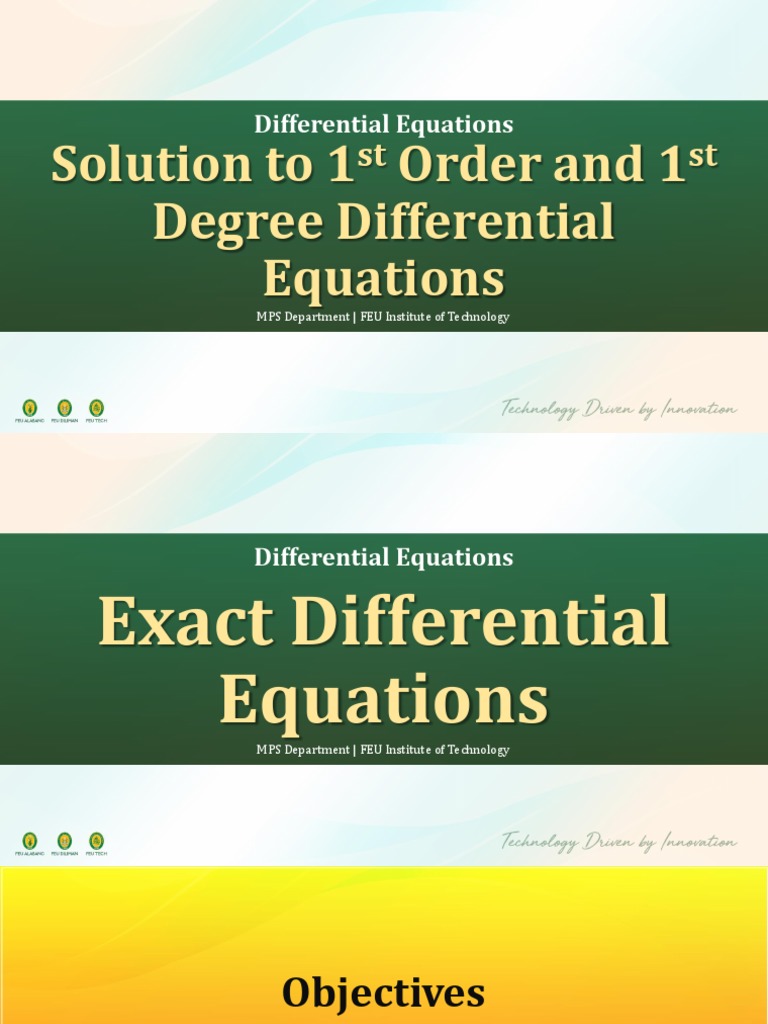 MTPDF4 Exact and Non-Exact Differential Equations | PDF | Equations ...