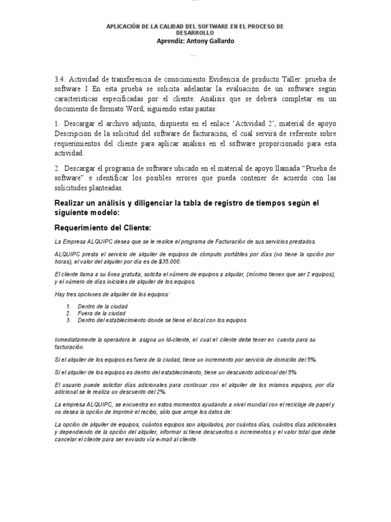 Actividad 2 Prueba de Software | PDF | Software | Programa de computadora