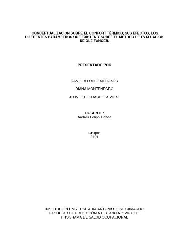 Evaluación del Confort Térmico de Fanger | PDF | Temperatura | Calor