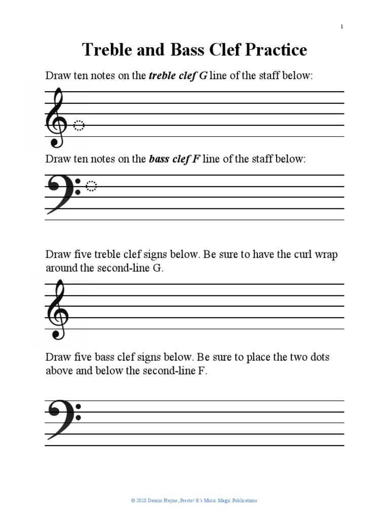 Treble and Bass Clef Beg Practice 2 | PDF | Clef | Elements Of Music