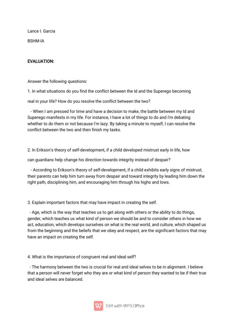 Psychological Self (Uts) | PDF