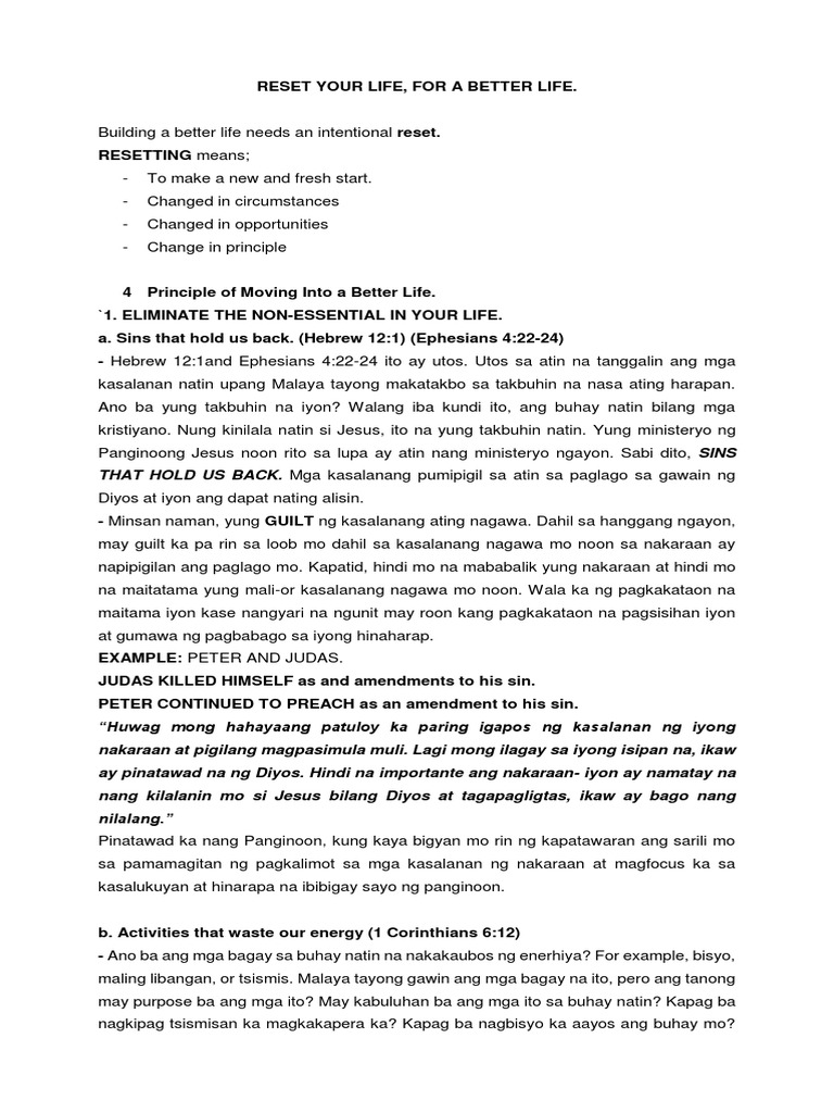 Reset Your Life Reset For A Better Life | PDF