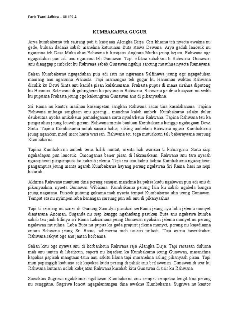 Kumbakarna Gugur - Cerita Wayang Bahasa Sunda | PDF