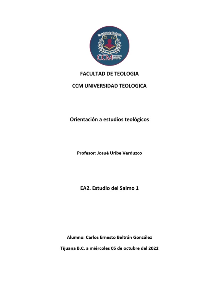 Carlos Beltran Evidencia EA2 Estudio Del Salmo 1 | PDF