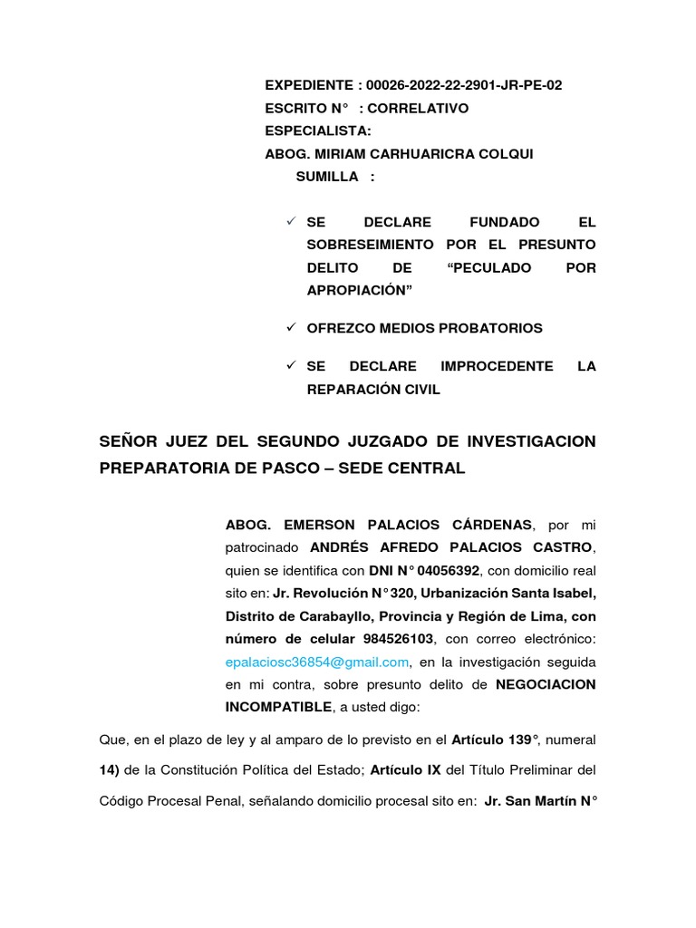Exp. 00026-2022-22-2901-JR-PE-02 - Anexo - 74097-2022 | PDF | Derecho penal | Castigos