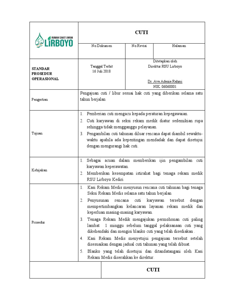 Sop Cuti | PDF