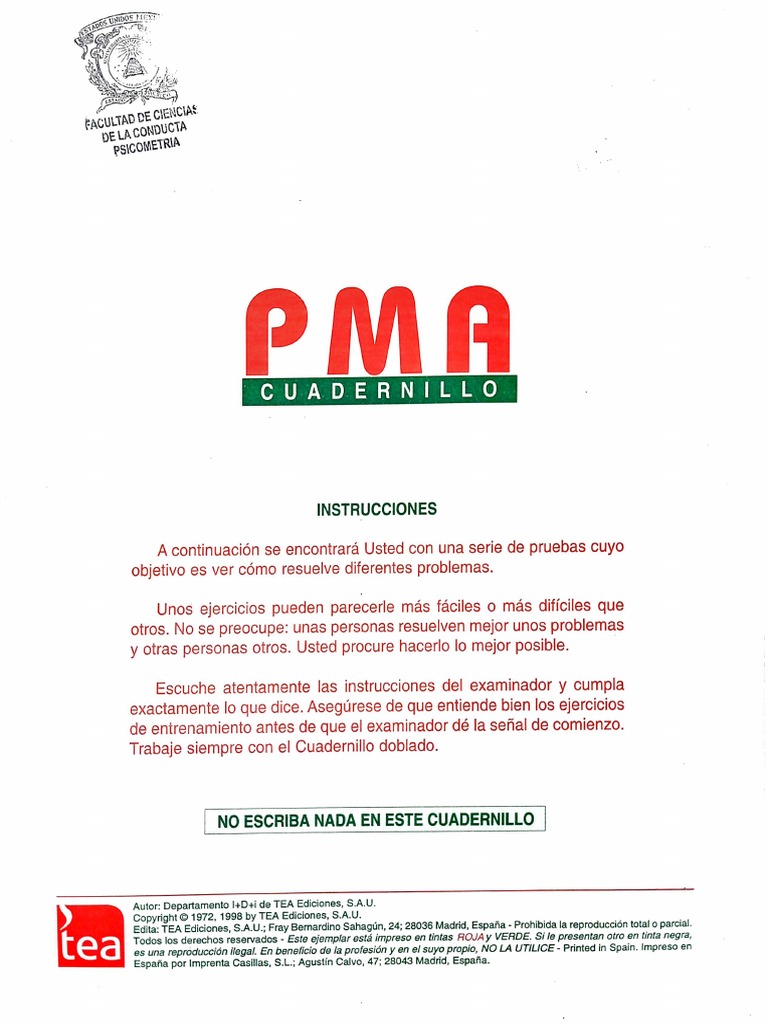 Cuadernillo PMA | PDF