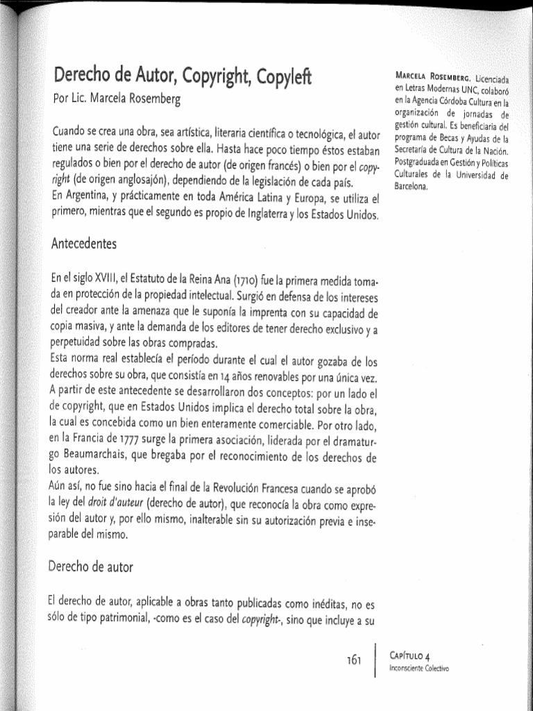 Derechos de Autor, Copyright, Copyleft - Marcela Rosenberg | PDF