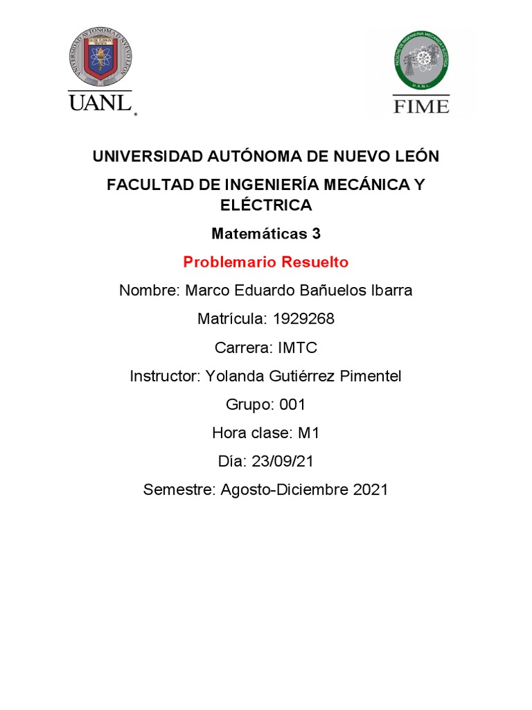 Problemario Mate 3 | PDF