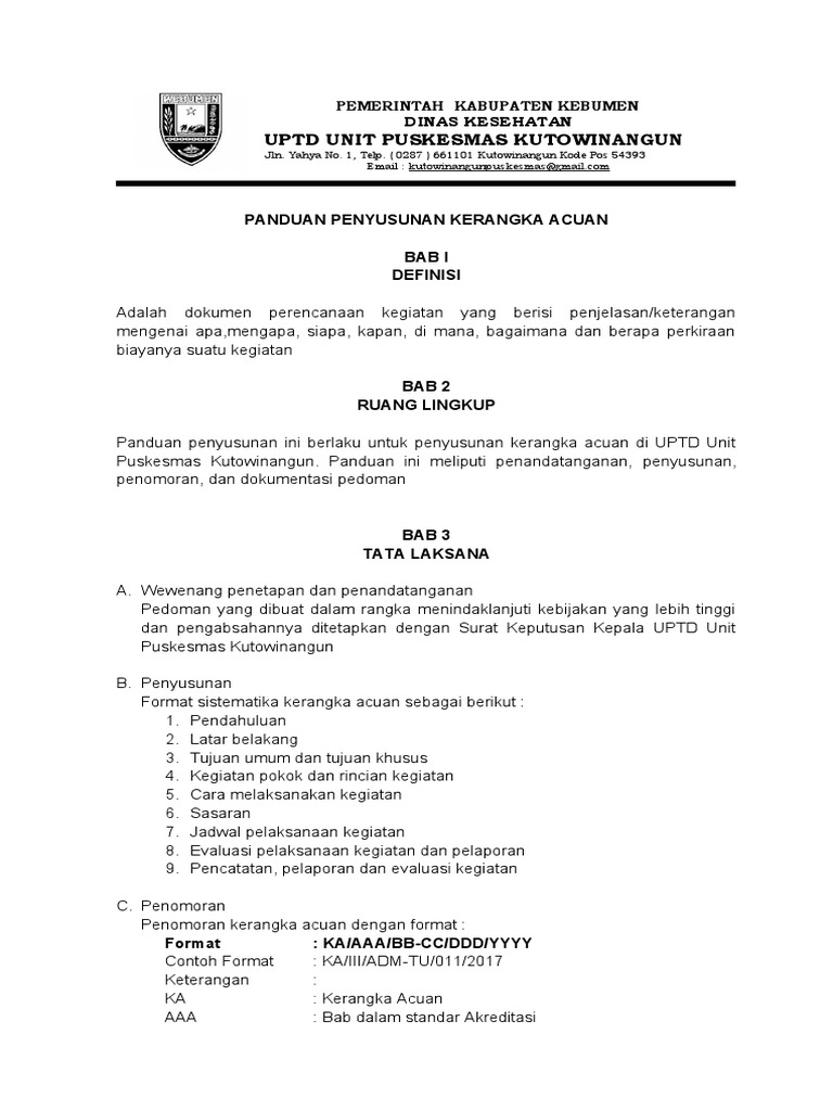 PANDUAN Penyusunan KERANGKA ACUAN | PDF