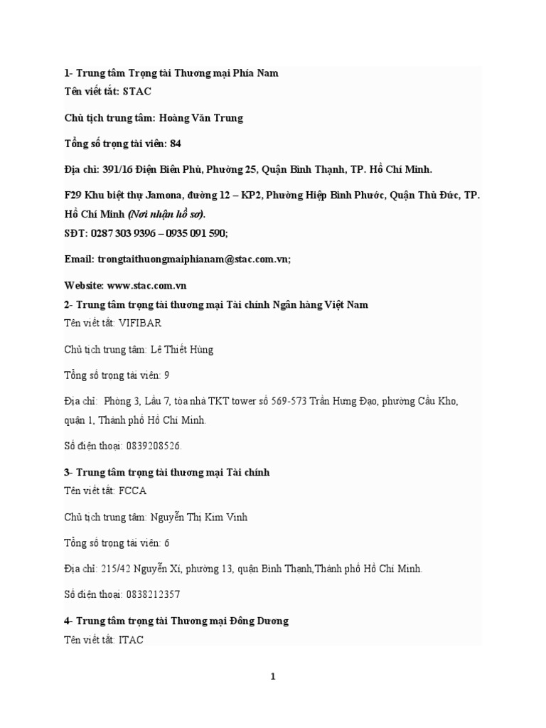 Danh Sách Trung Tâm TTTM | PDF