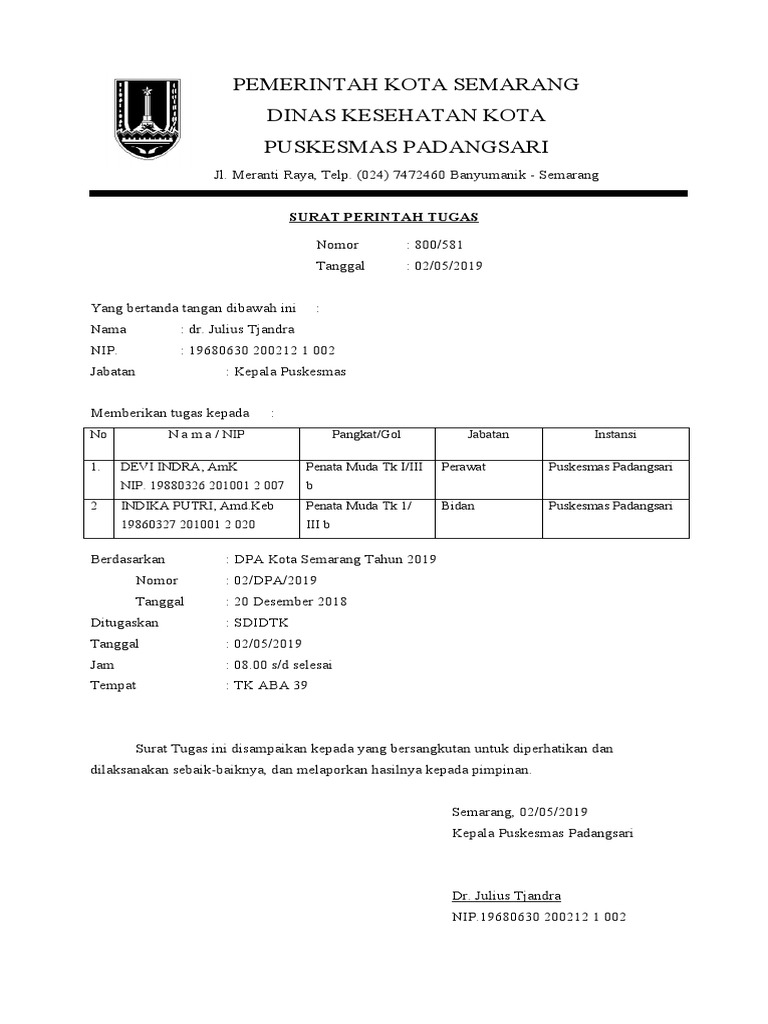 Surat Tugas Sdidtk | PDF