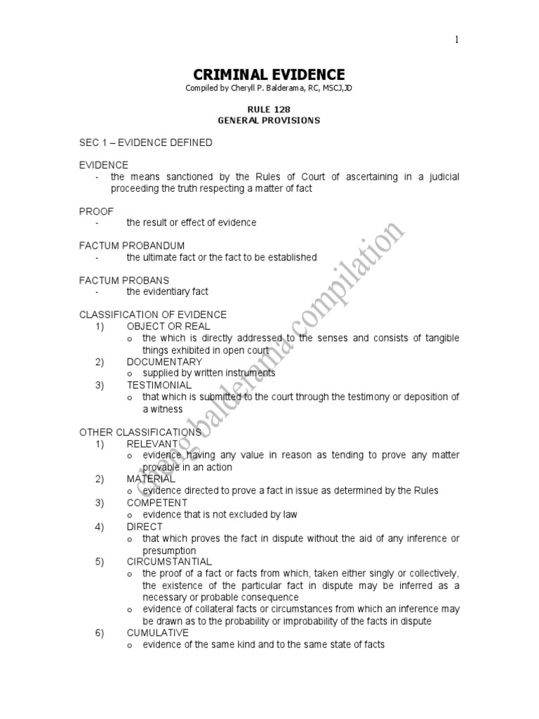 Criminal Evidence | Download Free PDF | Burden Of Proof (Law ...