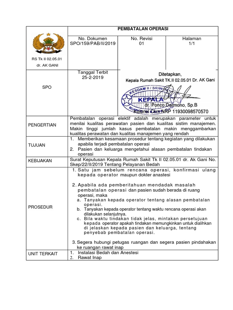1.spo Pembatalan Operasi | PDF