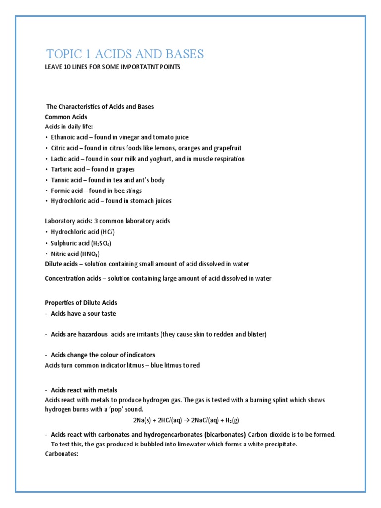 Chem Notes 3e MR Machipanda Term 2 | PDF | Hydroxide | Acid