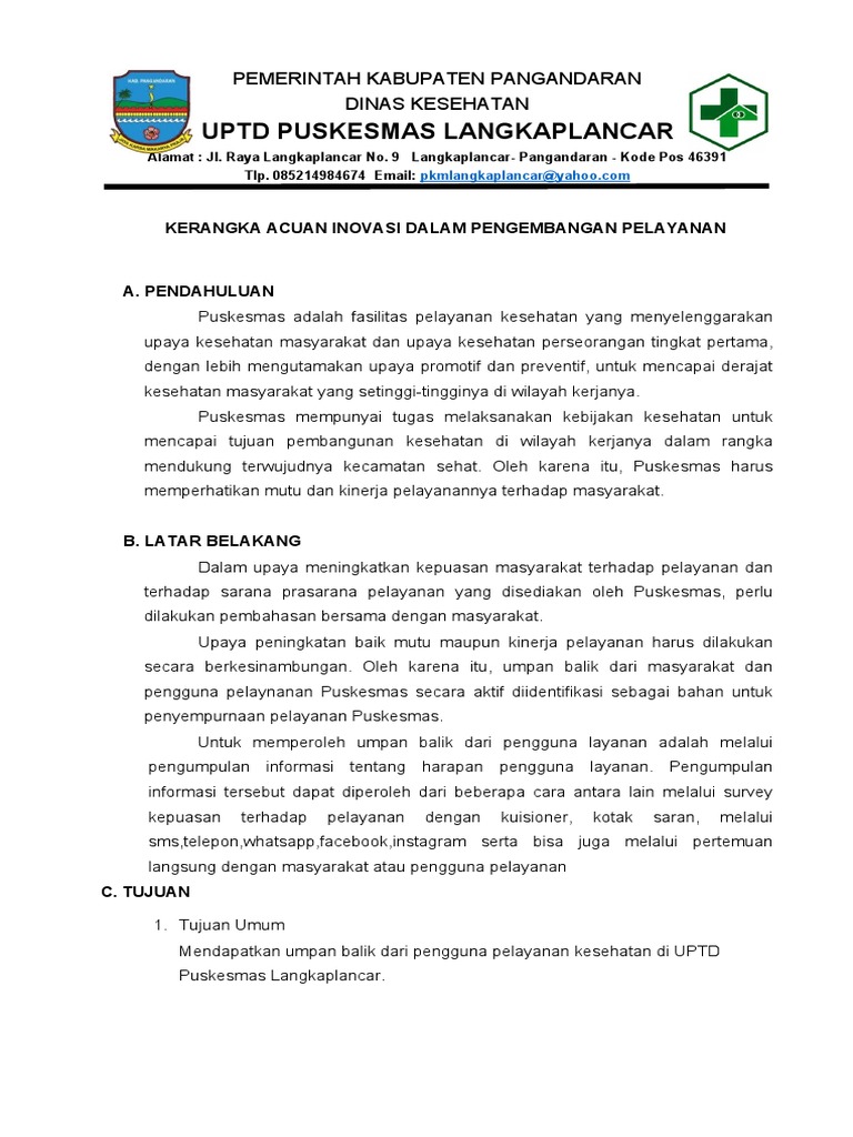 1.1.3.a KERANGKA ACUAN INOVASI Minta Bu Imas | PDF