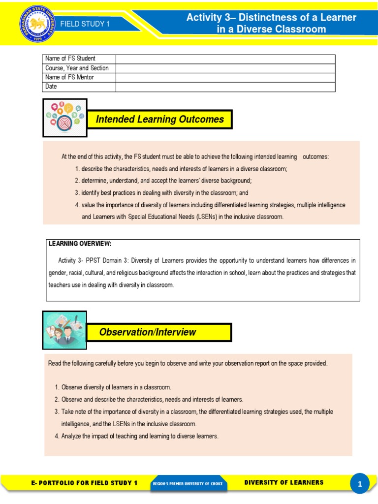FS1 Activity 3 | PDF | Learning | Classroom