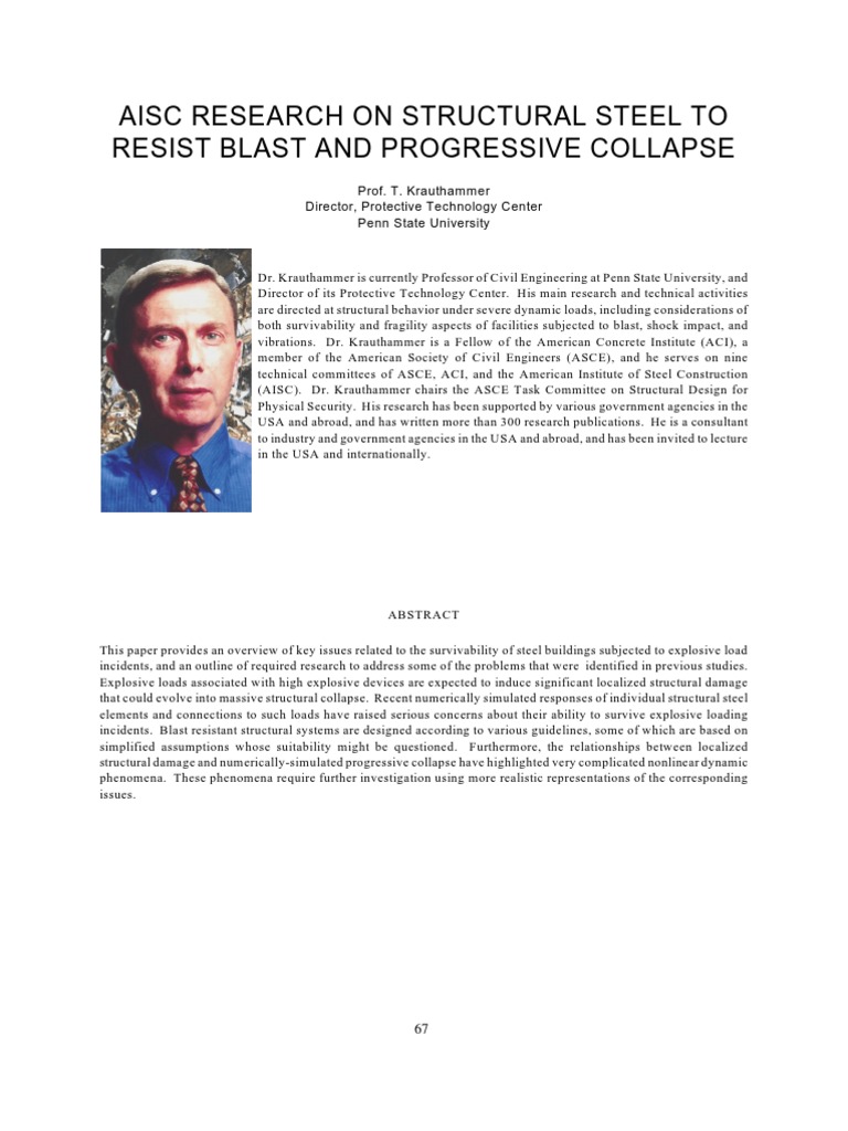 Aisc Research On Structural Steel To Resist Blast and Progressive ...