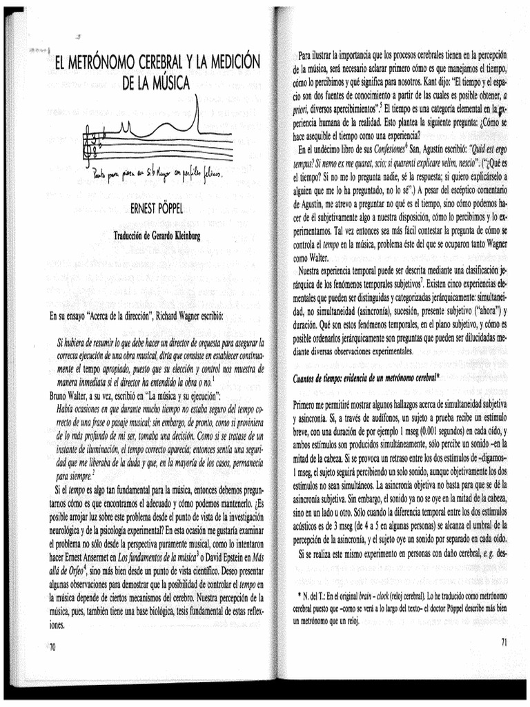 Metrónomo Cerebral y La Medición de La Música. - Ernesto Poppel | PDF