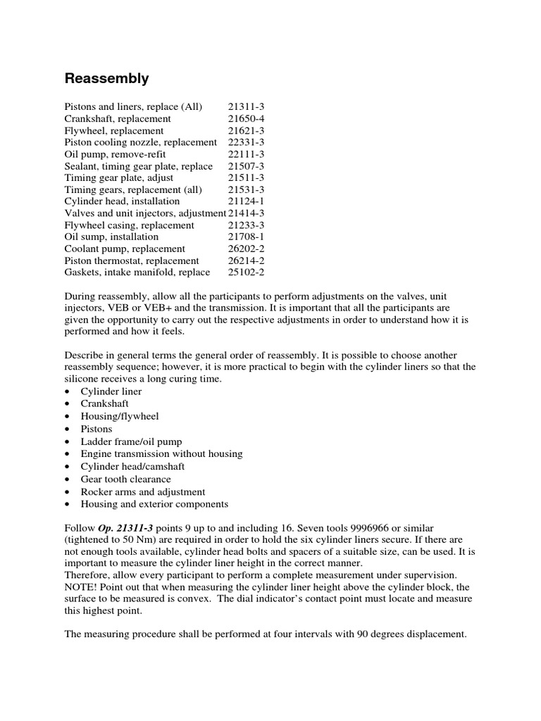 Reassembly | PDF | Piston | Engine Technology