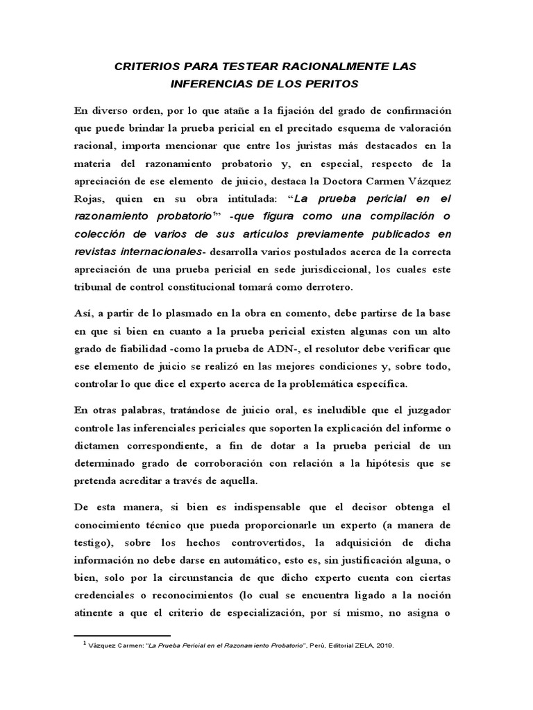 Criterios para Testear Racionalmente Las Inferencias de Los Peritos ... Criterios para Testear Racionalmente Las Inferencias de Los Peritos ...