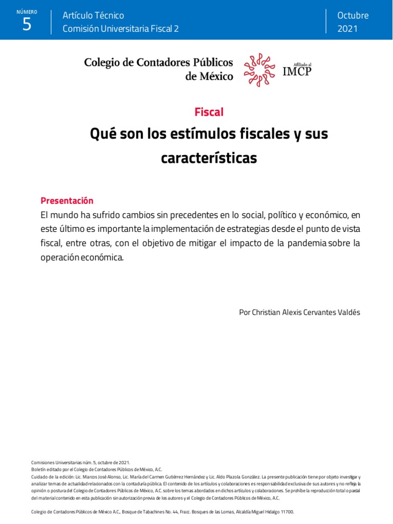 Estimulos Fiscales Caracteristicas Contribuyentes | PDF | Impuesto ...