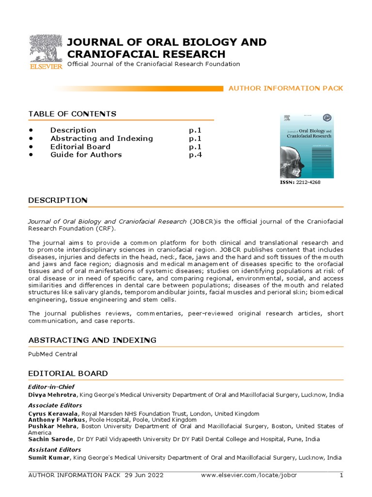Journal of Oral Biology and Craniofacial Research | PDF | Academic Journal | Informed Consent