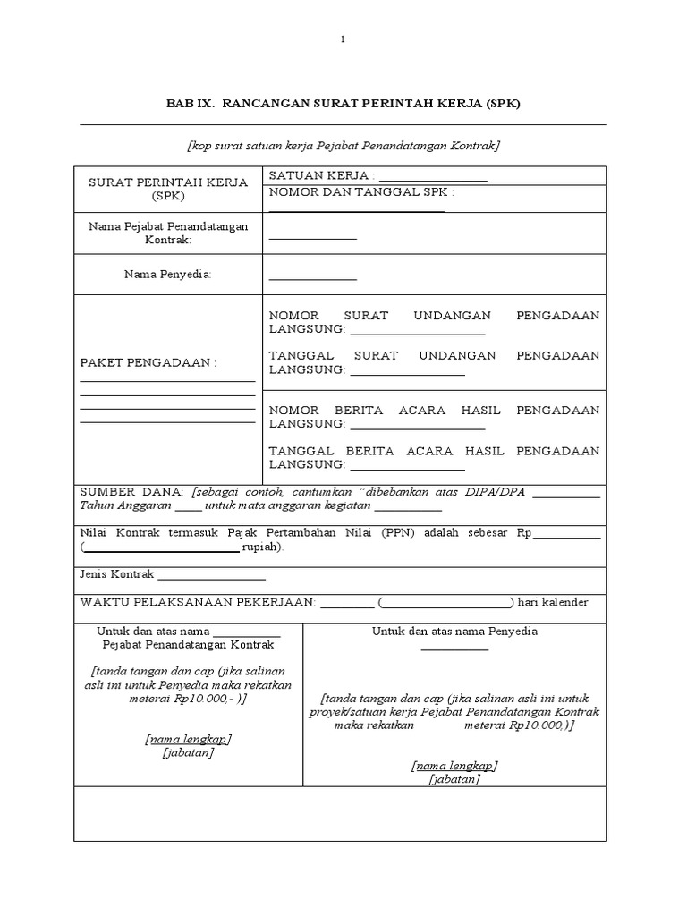 Contoh Dokumen Kontrak, Ssuk Dan SSKK | PDF