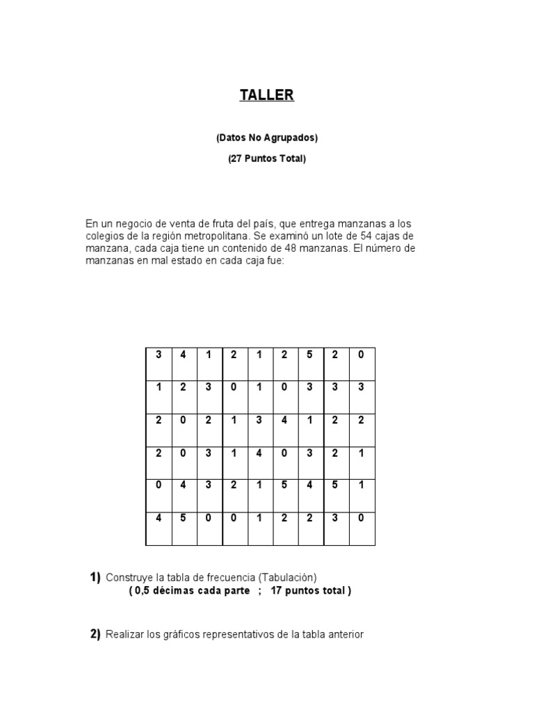 TALLER 3 Estadistica ... | PDF