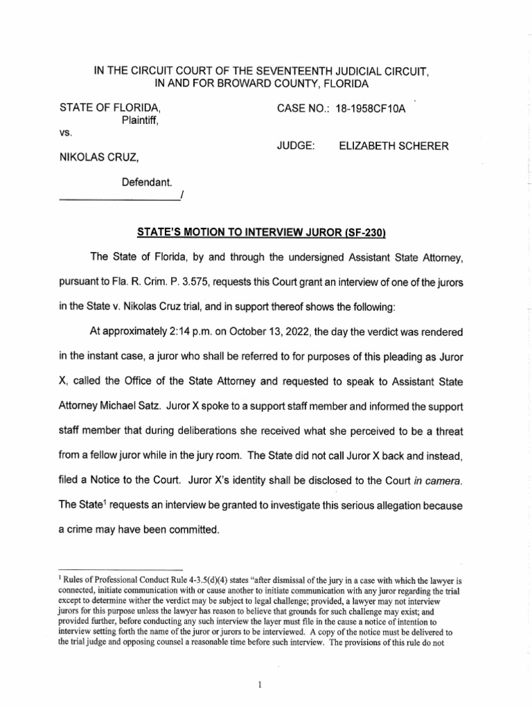 (SF-230) State's Motion To Interview Juror | PDF