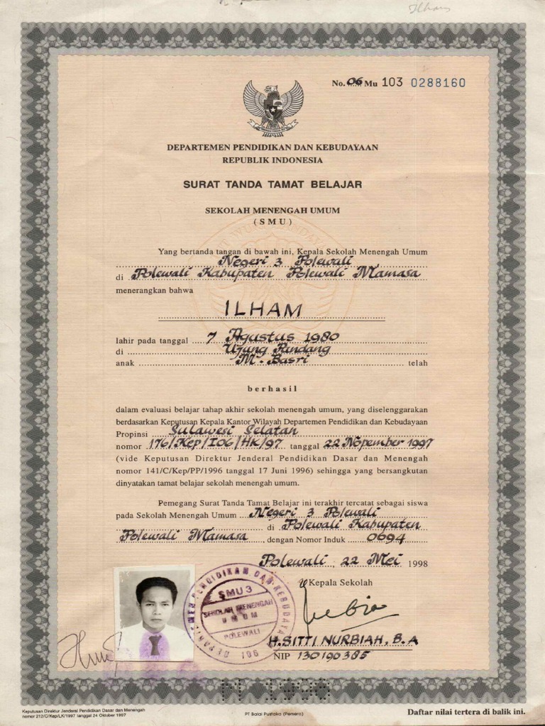 Ijazah SMA Ilham | PDF