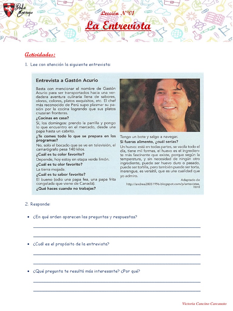 Actividades - LA ENTREVISTA | PDF