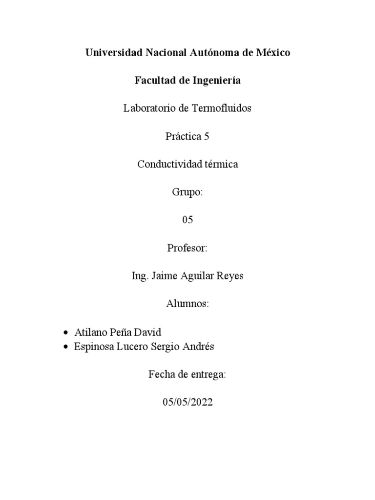 Práctica 5 LTF | PDF | Conduccion termica | Gases