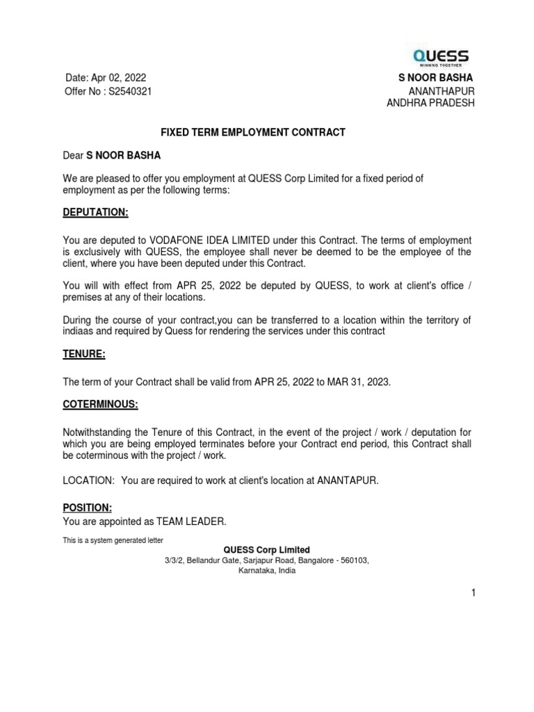 Offer Letter - Noor Basha.s | PDF | Employment | Justice Offer Letter - Noor Basha.s | PDF | Employment | Justice