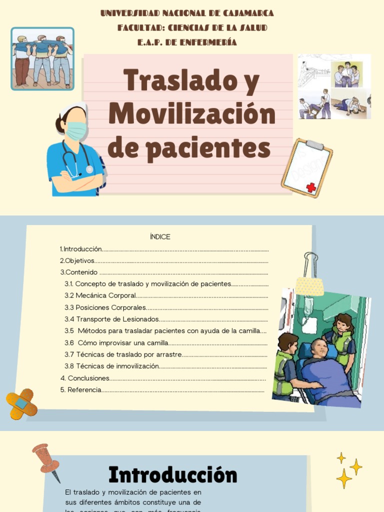 Movilización y Traslado de Pacientes | PDF | Transporte | Cuidado de la ...