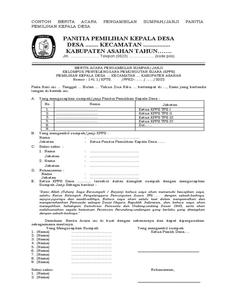 Contoh SK KPPS Dan Petugas Linmas - Revisi | PDF