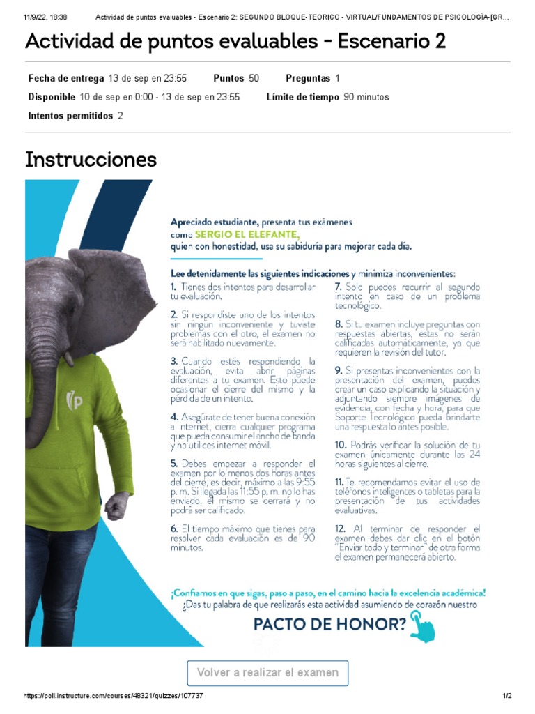 FUNDAMENTOS DE PSICOLOGÍA Escenario 2 | PDF