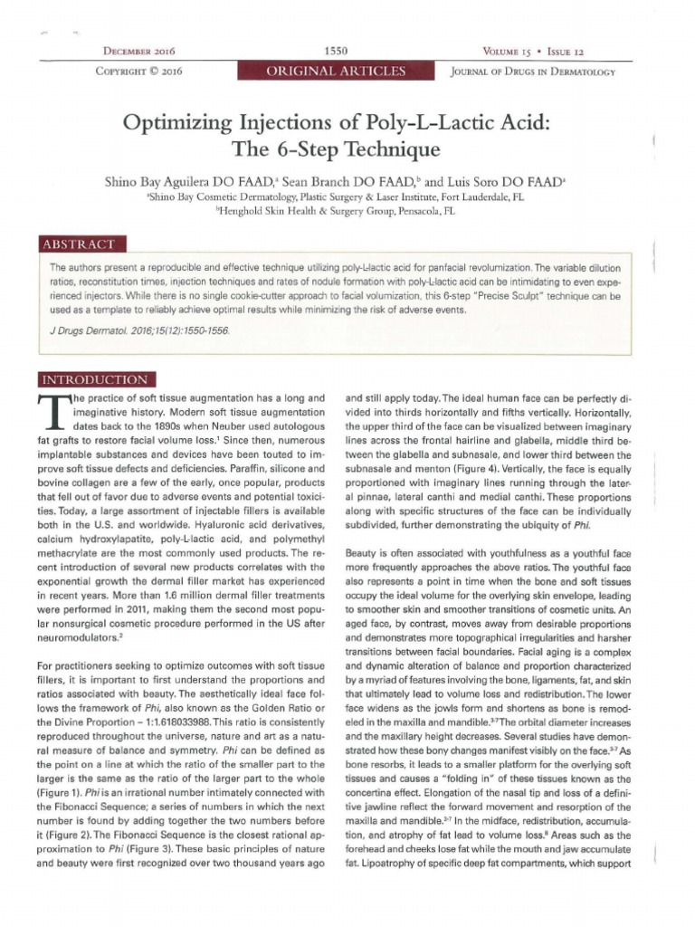 Optimizing Injections of Poly-L-Lactic Acid - The 6-Step Technique ...