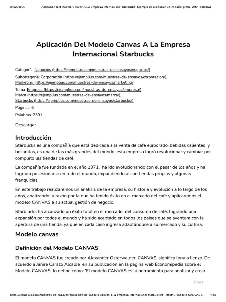Modelo Canvas de Starbucks: Análisis y Ejemplo | PDF | Starbucks | Business