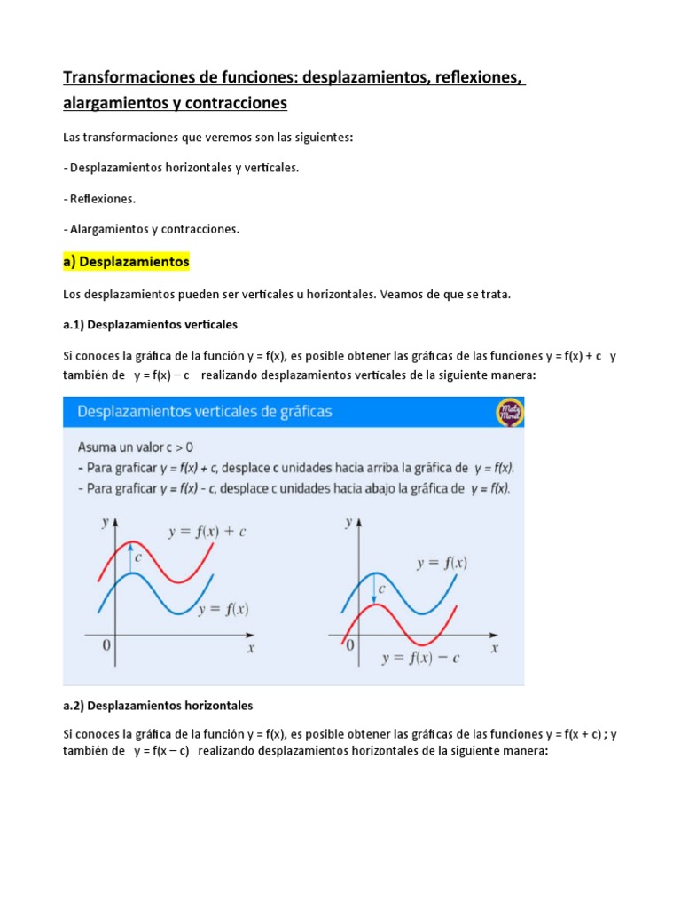 Transformaciones de Funciones Matemáticas | PDF | Métodos y materiales de enseñanza