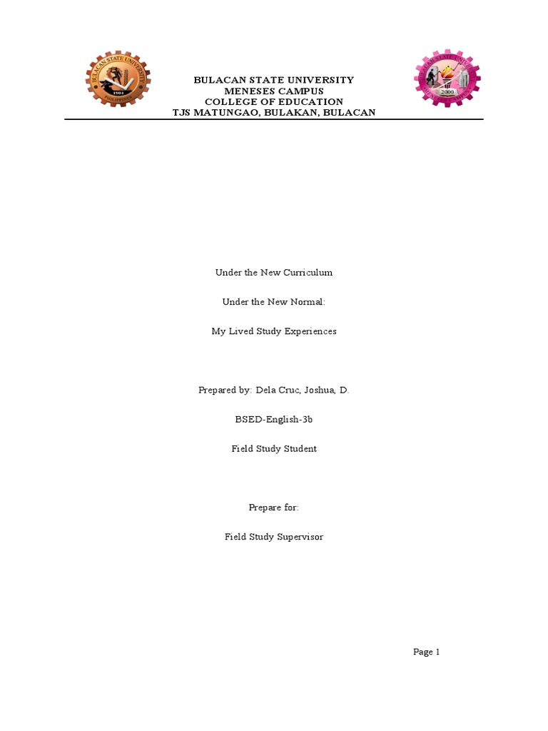 BSED English Field Study Portfolio | PDF | Curriculum | Teaching Method