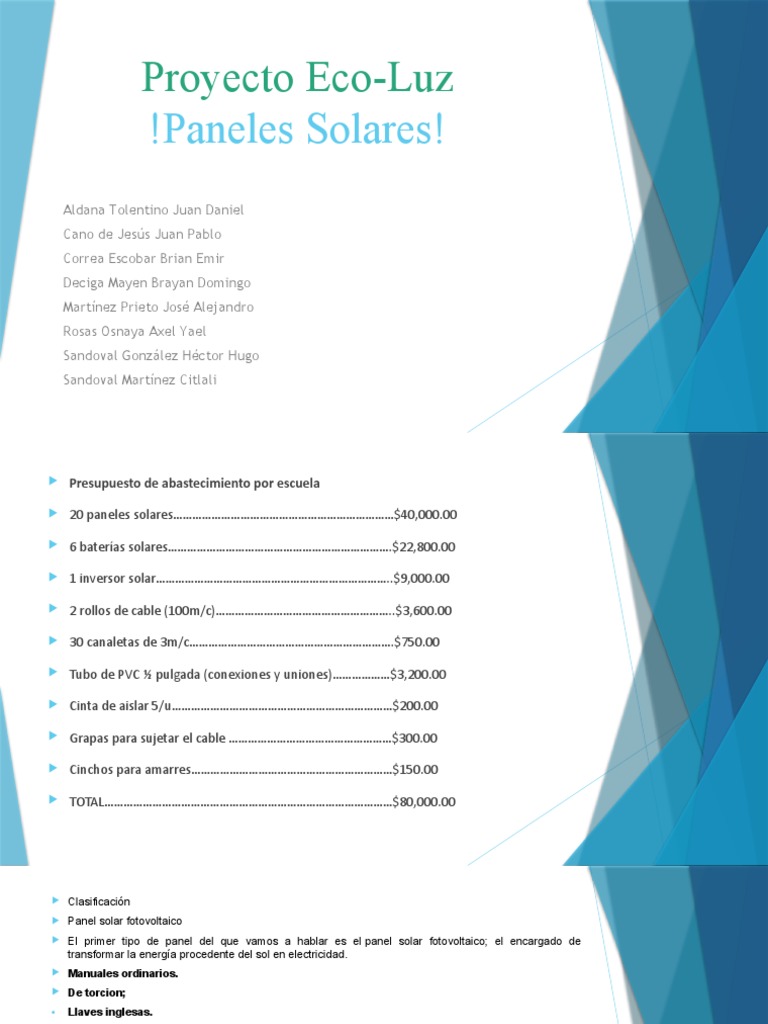 Proyecto Eco Luz | PDF | Panel solar | Energía solar